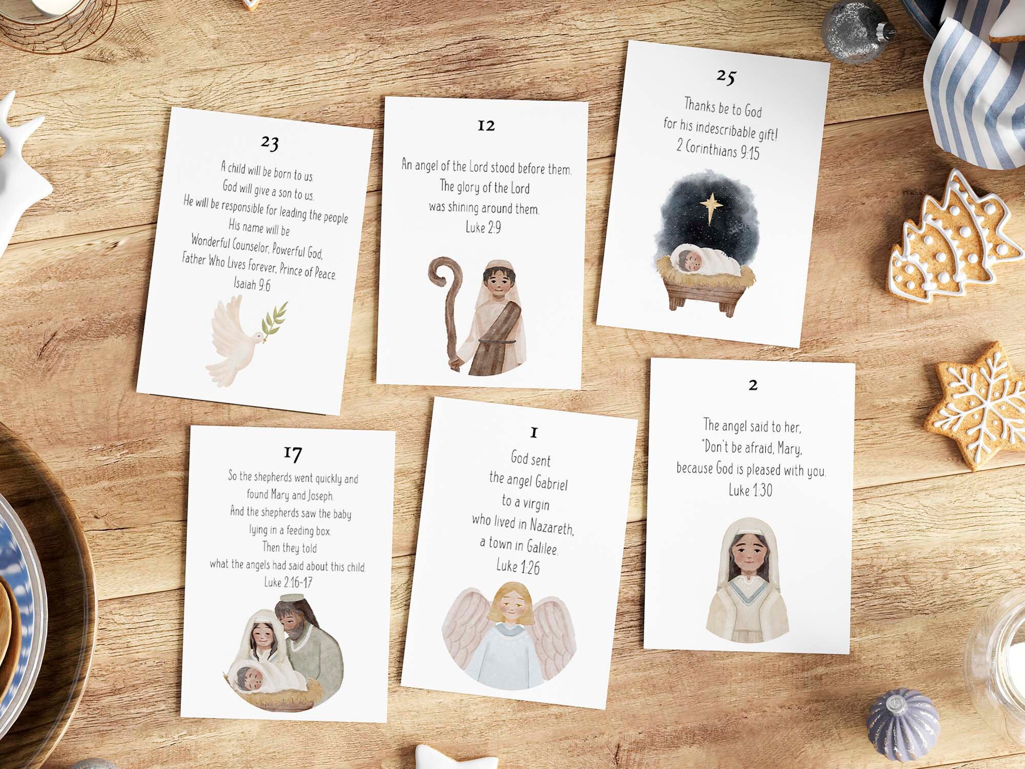 Advent Nativity Christmas Scripture Cards Calendar Christmas - Etsy