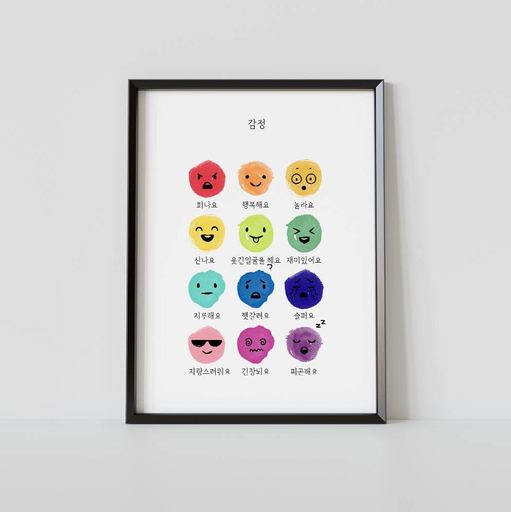 Feelings in Korean Poster Printable Hangul Wall Art Learning | Etsy