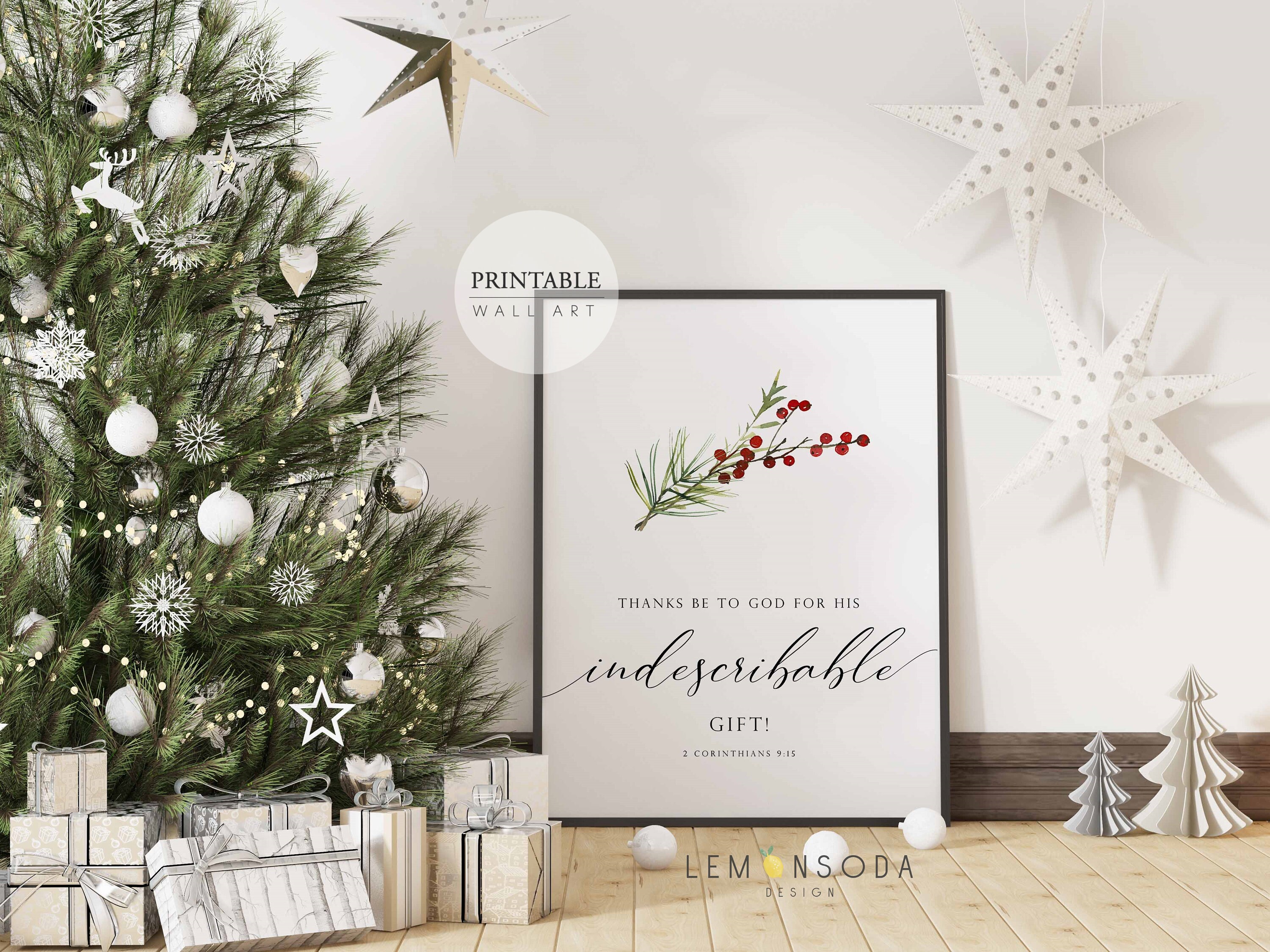 2 Corinthians 9:15 Print Christmas Home Decor Christmas - Etsy