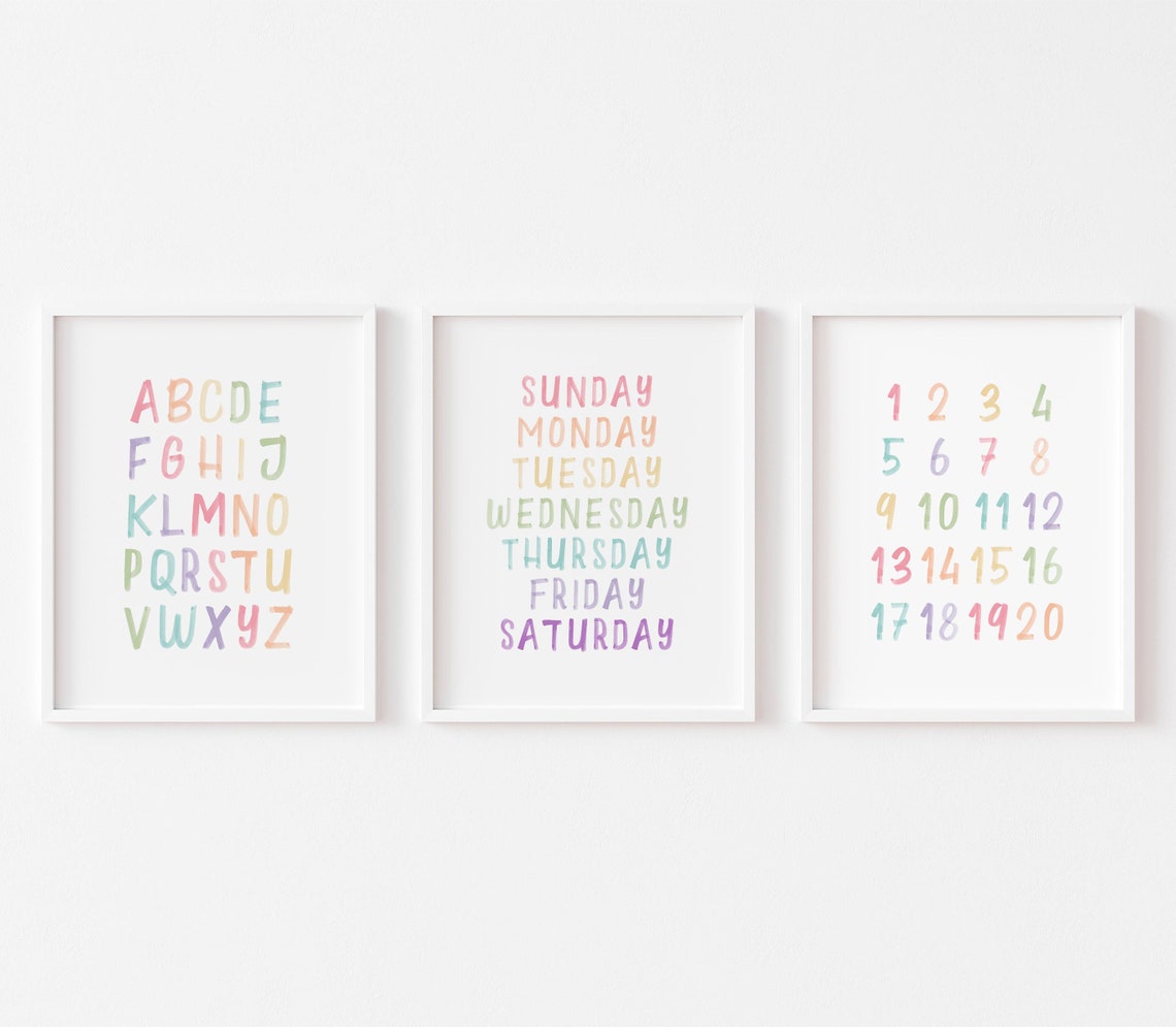Pastel Alphabet Print Printable nursery wall art Pastel | Etsy