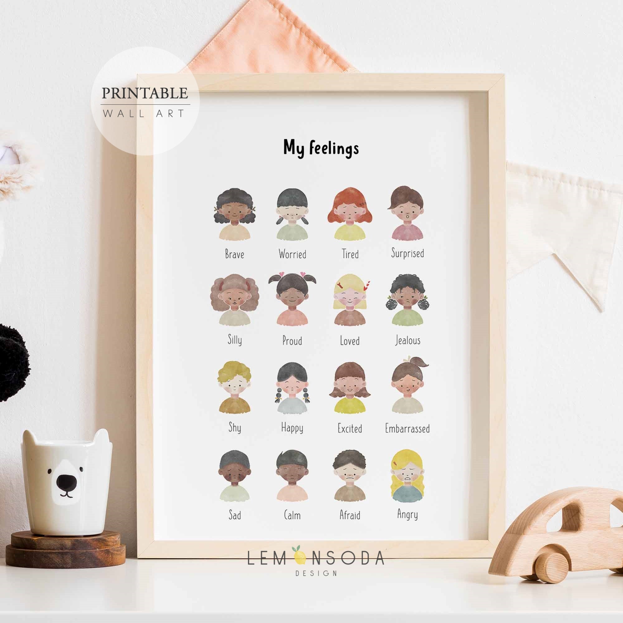 My Feelings Chart Calming Corner Neutral Wall Art Emotions - Etsy