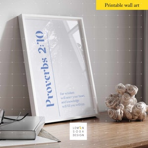 Proverbs 2:10 Wisdom Bible Verse Printable Wall Art, Modern Trendy ...