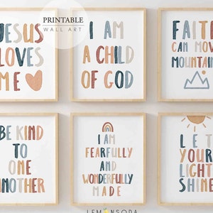 Christian Nursery Wall Decor, Set of 6 Bible Verse Wall Art, Nursery ...