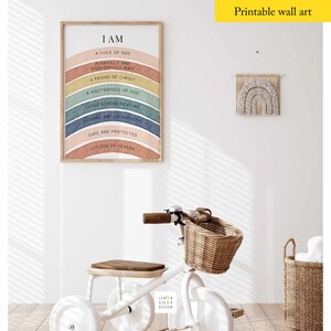 Boho Rainbow Kids Bible Affirmation Print: Watercolor Nursery Decor ...