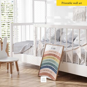 Boho Rainbow Kids Bible Affirmation Print: Watercolor Nursery Decor ...