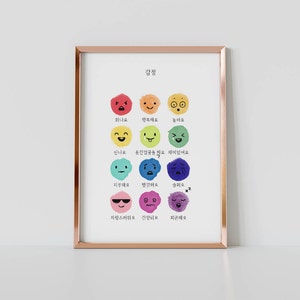 Feelings in Korean Poster, Printable Hangul Wall Art, Learning Hangul ...