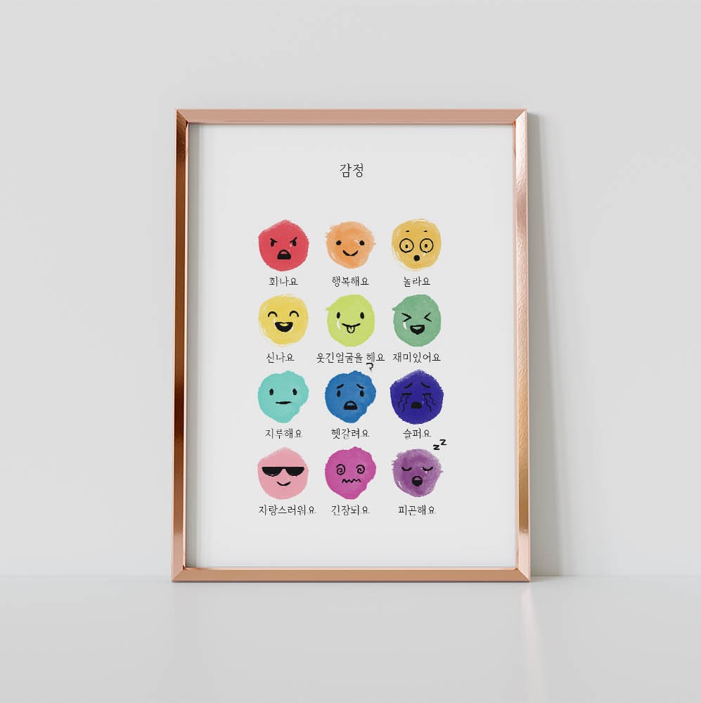 Feelings in Korean Poster Printable Hangul Wall Art Learning | Etsy