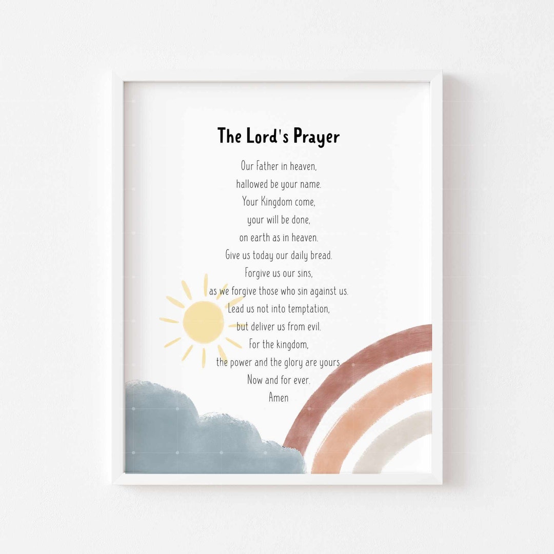 The Lord's Prayer Print for Kids, PRINTABLE Christian Nursery, Sunday ...