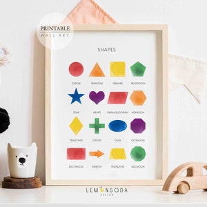 Set of 6 Educational Print, Watercolor Rainbow Nursery Decor, ABC ...