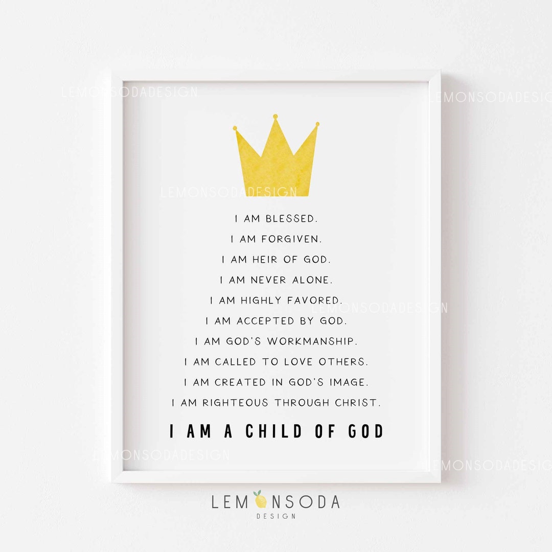 Printable Bible Kids Affirmations Print, Christian Nursery Affirmations ...