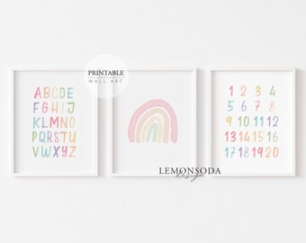 Pastel Alphabet Print Printable Nursery Wall Art Pastel | Etsy