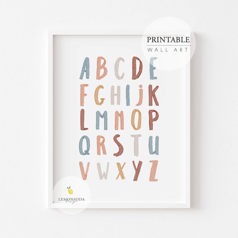Printable Nursery Wall Art Montessori ABC Poster Set of 6 - Etsy
