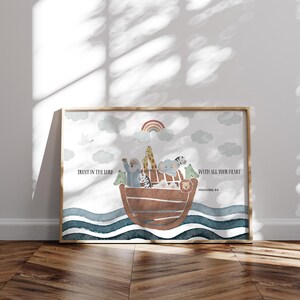 Noah's Ark Bible Verse Print: Christian Kids Room Decor (digital ...