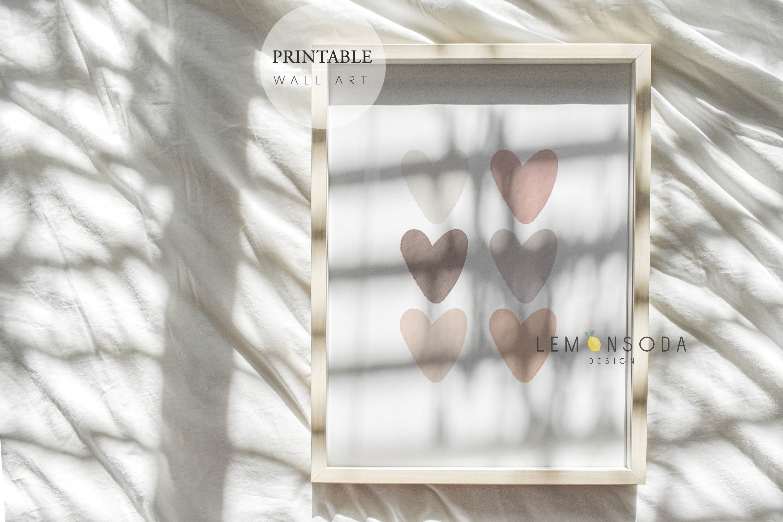 Watercolor Hearts Print Neutral Hearts Wall Art Printable - Etsy