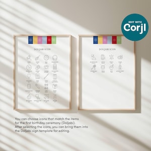 Pink Korean Doljanchi Bundle, Editable First Birthday Template Bundle ...