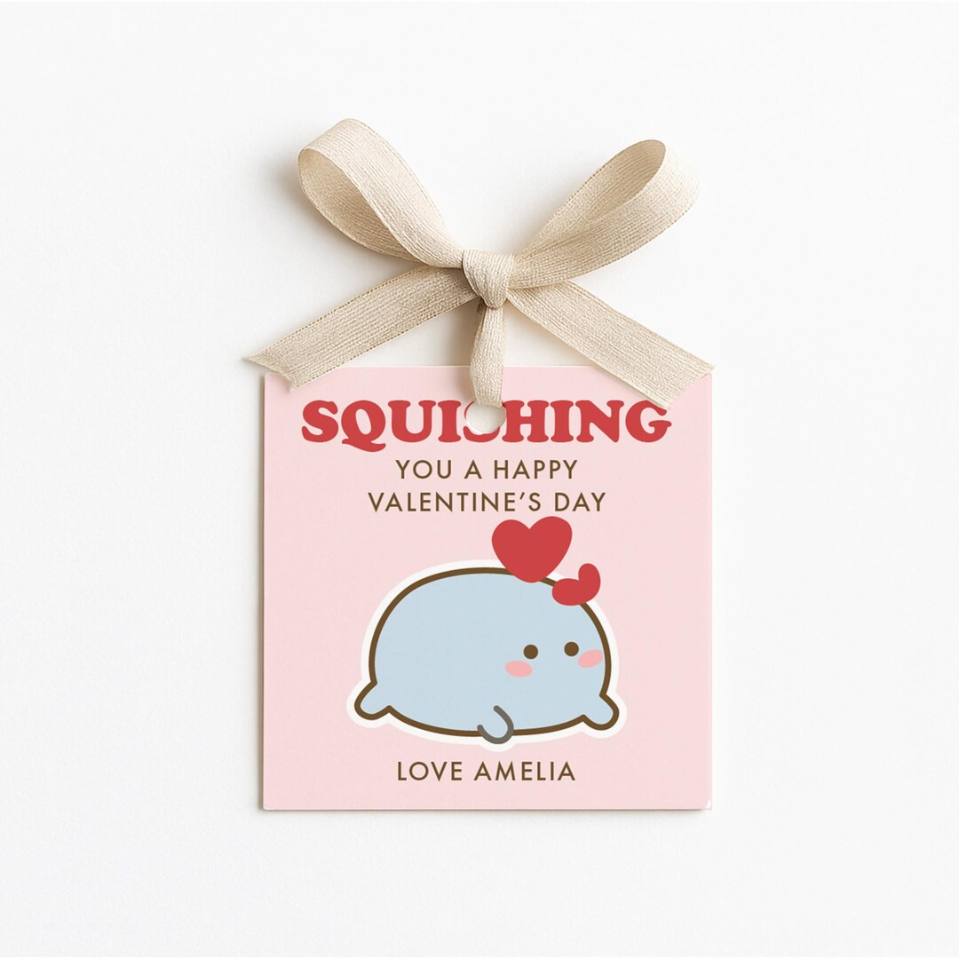 Kids Squishy Printable Valentine Gift Tag Template, Digital Download - Etsy