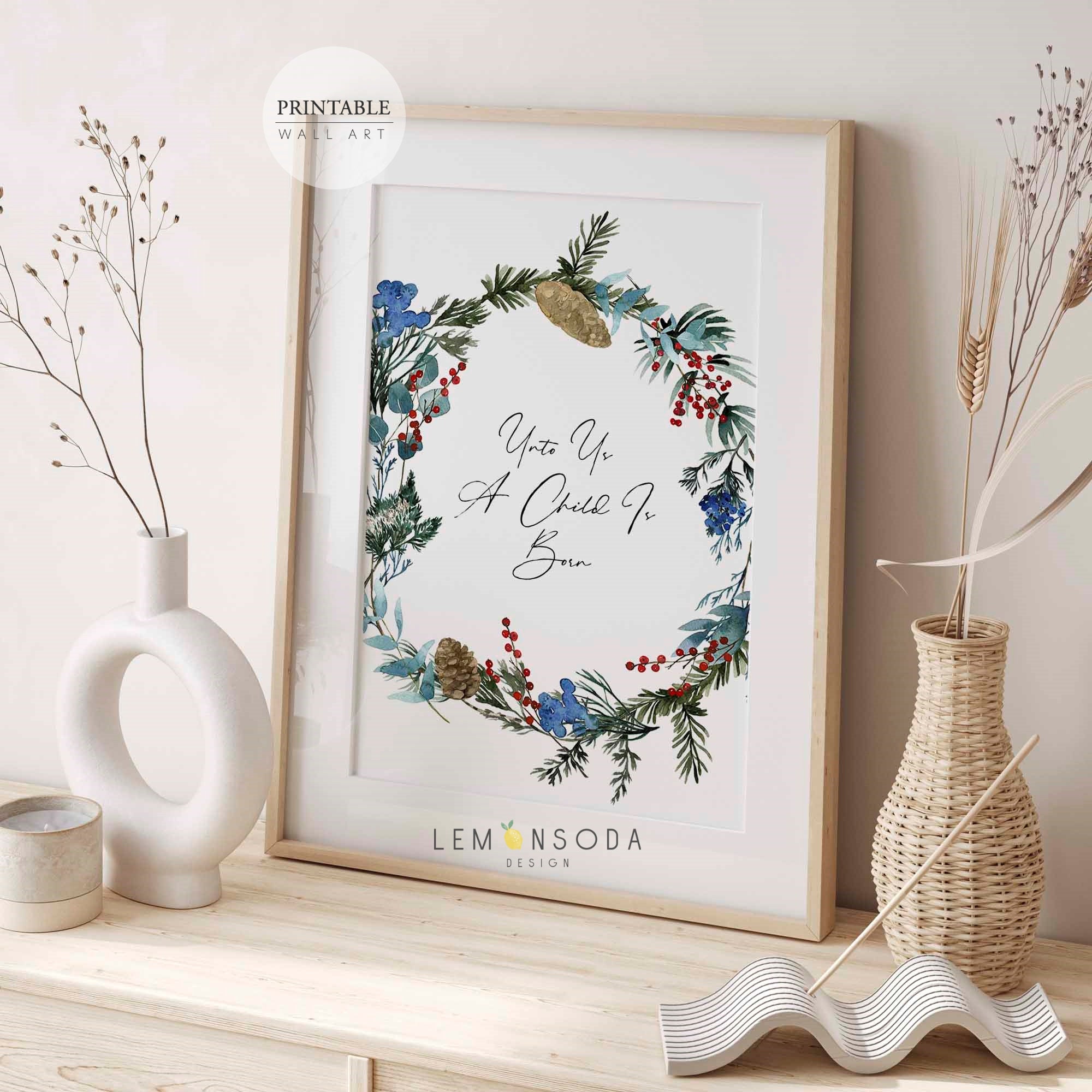 Unto Us A Child is Born Printable Wall Art Christmas Bible | Etsy