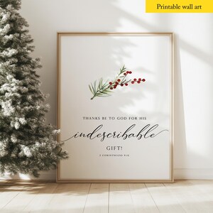 2 Corinthians 9:15 Print, Christmas Home Decor, Christmas Decoration ...