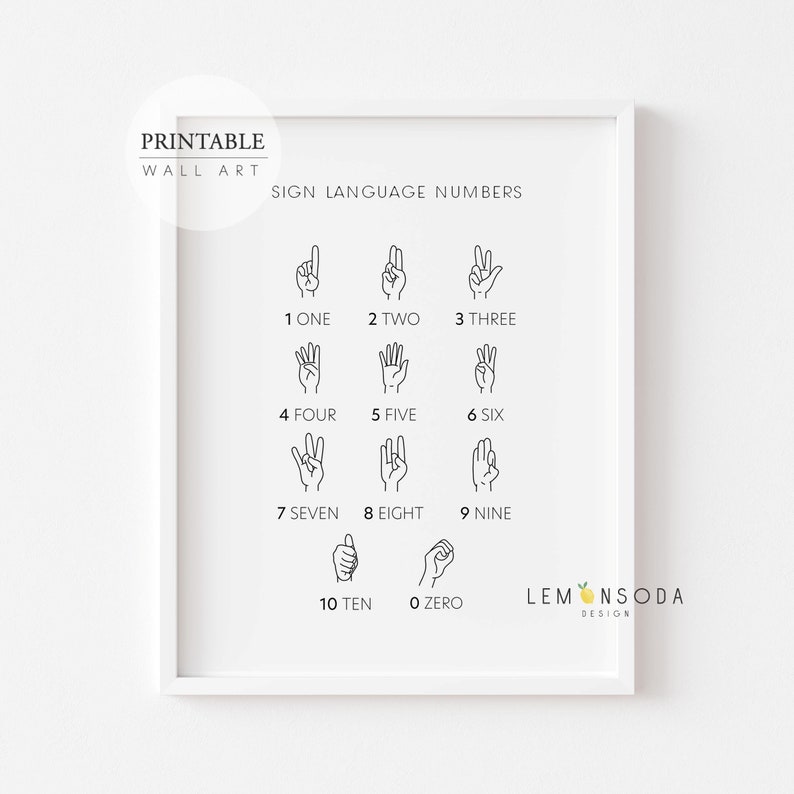 Sign Language Numbers Print ASL Numbers Poster PRINTABLE - Etsy