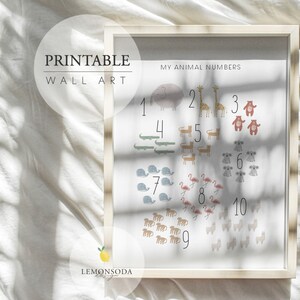 Printable Animal Alphabet Print ,animal ABC Numbers Decor, Neutral ...