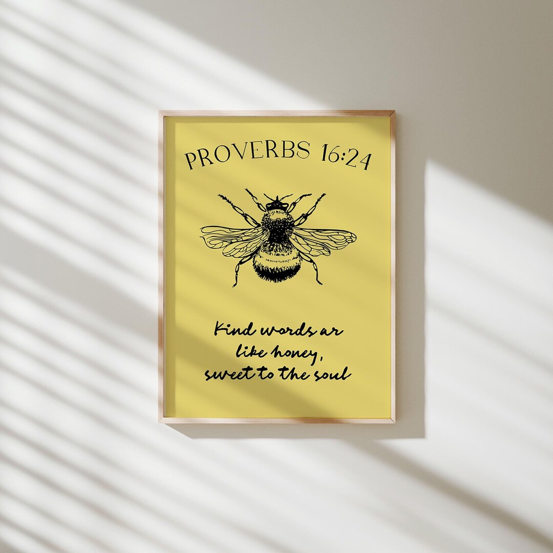 Yellow Cottage Core Bible Verse Proverbs Printable Art Print Trendy ...