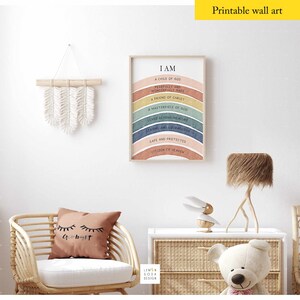 Boho Rainbow Kids Bible Affirmation Print: Watercolor Nursery Decor ...