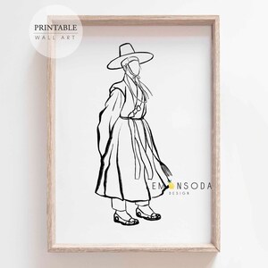 Printable Korean Art, Korean Art Print, Korean Line Drawing Art Poster ...