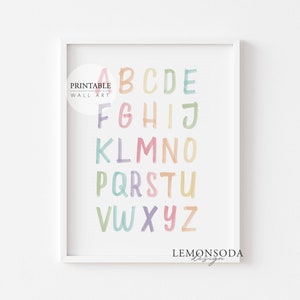 Pastel Alphabet Print Play Room Wall Shapes Days of Week Educational ...