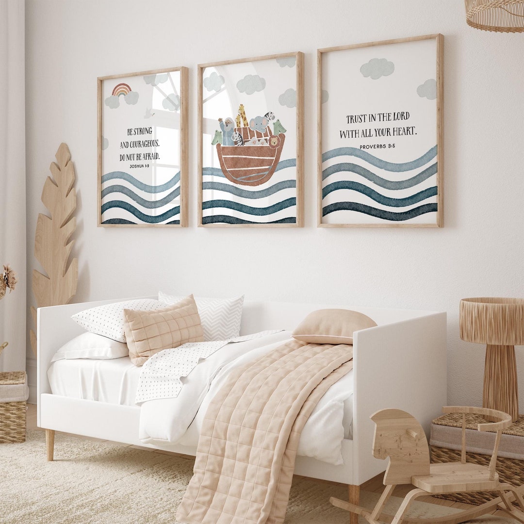 Noah's Ark Nursery Print Set: Christian Kids Room Decor (digital ...