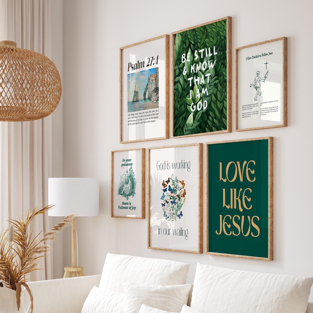 Green Christian Scripture Art Prints: Modern Gallery Wall Set (digital ...