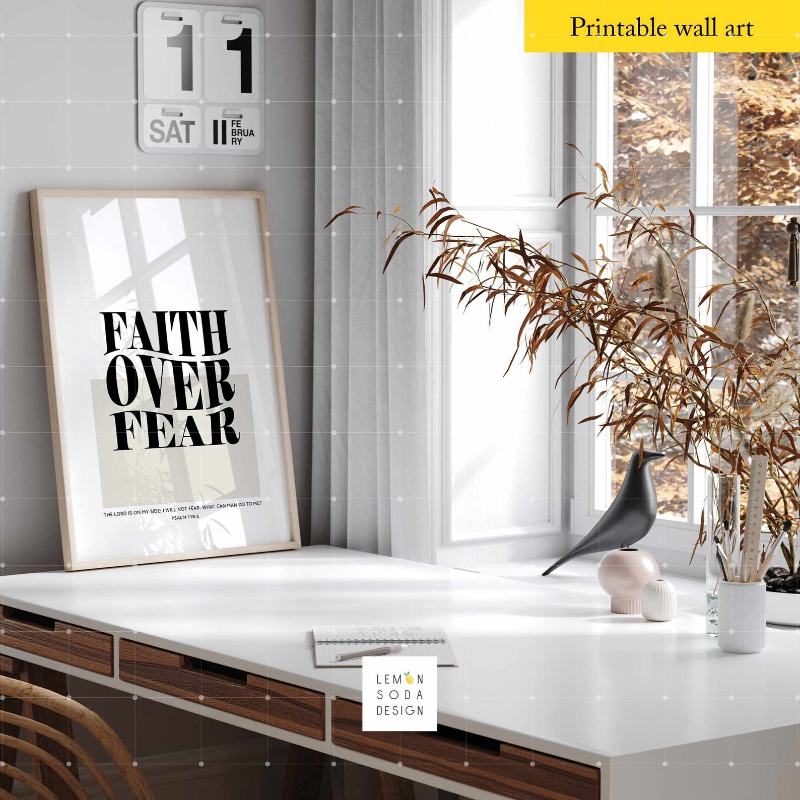 Faith Over Fear Print: Christian Minimalist Wall Art (digital Download ...
