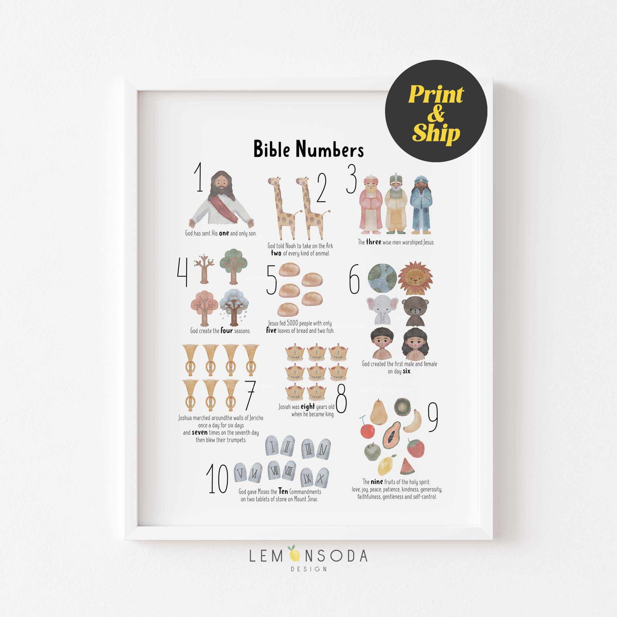 Biblical Numbers Poster: Christian Nursery Wall Art (5x7 Print) - Etsy