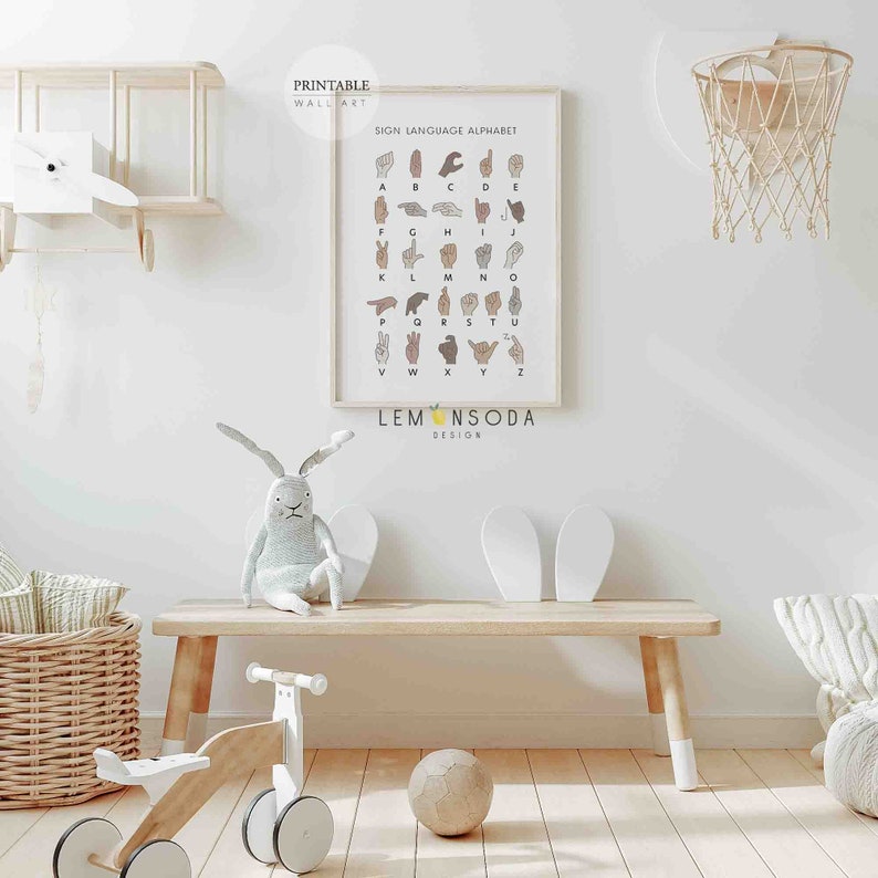 Neutral Alphabet Sign Language Art Printable Sign Language - Etsy