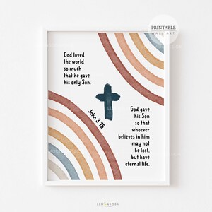 Boho Set of 4 Kids Bible Verse Prints, Love of God, PRINTABLE Wall Art ...