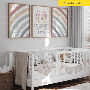 Pastel Rainbow Affirmation for Kids Set of 3 Prints, Nursery Rainbow ...