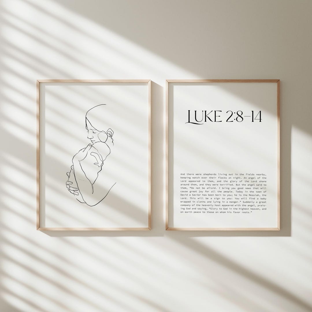 Mary and Jesus Printables Set of 2, Luke 2 Scripture, Printable ...