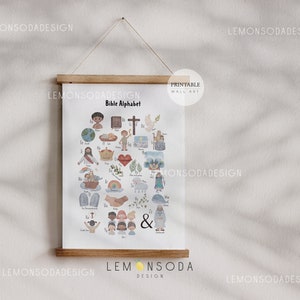 Kids Bible Alphabet Print, Printable Christians Educational Wall Art ...