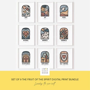 Set of 9 the Fruit of the Spirit Bundle, Boho Modern Church Sunday ...