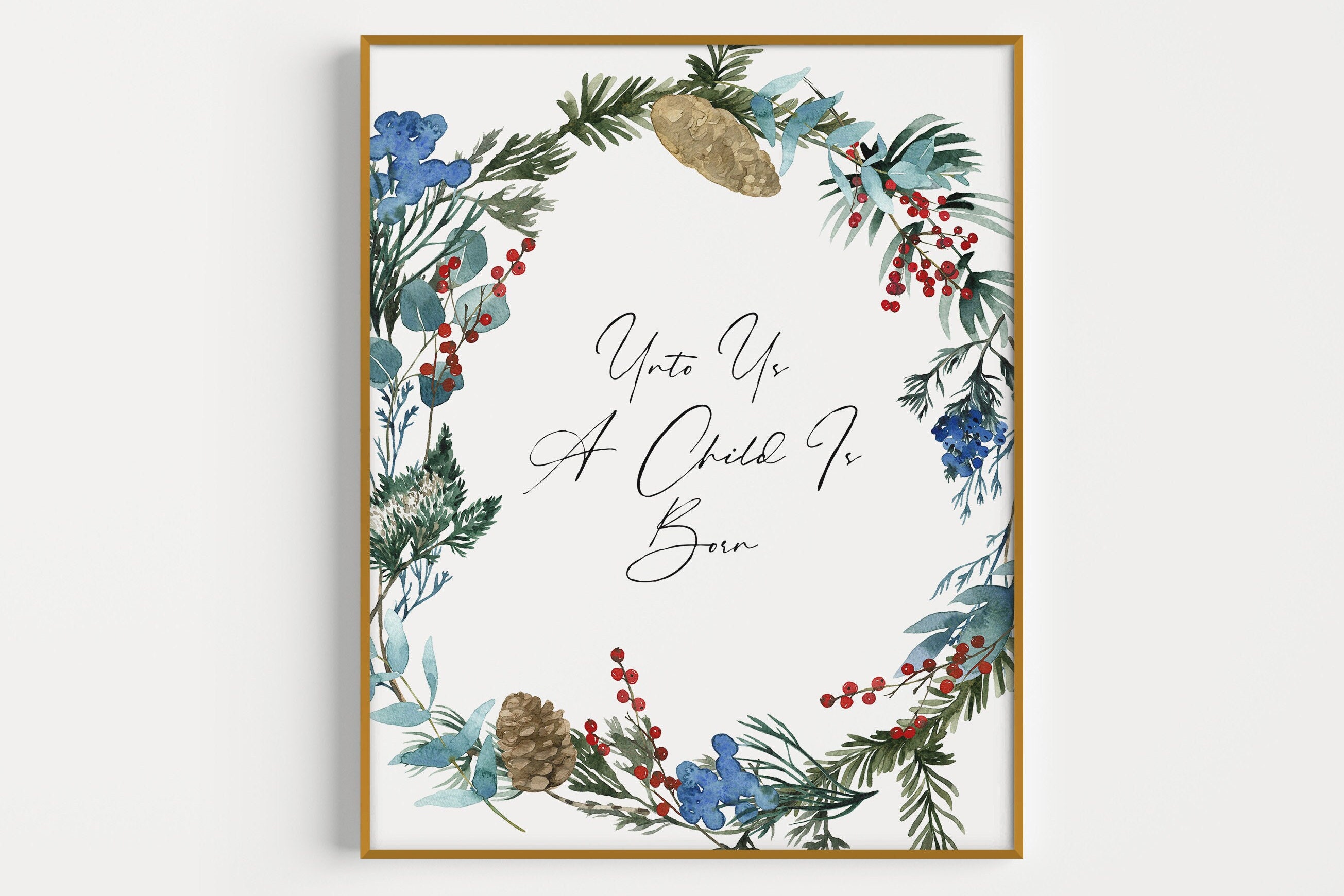 Unto Us A Child is Born Printable Wall Art Christmas Bible | Etsy