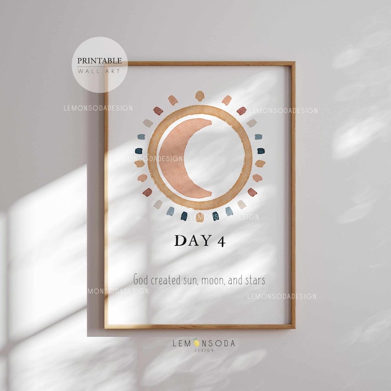 7 Days of Creation Print Set: Boho Bible Verse Nursery Art (digital ...