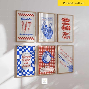 Modern Blue and Red Christian Bible Verse Gallery Wall Set of 6 for ...