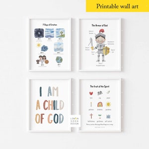 Set of 4 Kids Bible Verse Prints, I Am a Child of God the Fruit of the ...
