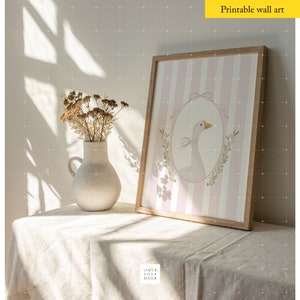 Pink Goose Nursery Art: Whimsical Cottagecore Decor (digital Download ...