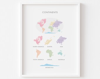 Continents Wall Art - Etsy