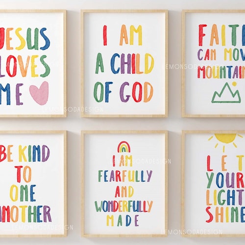 Bible Verse Wall Art Watercolor Set of 3 Kids Room - Etsy