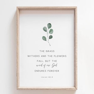 Printable Bible Verse Wall Art Watercolor Botanical Isaiah - Etsy