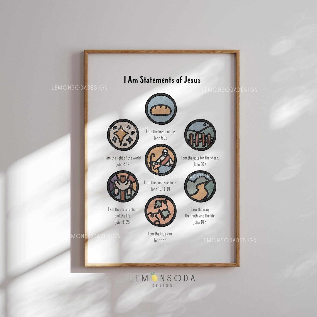 The I AM Statements of Jesus, PRINTABLE Sunday Bible School Christian ...