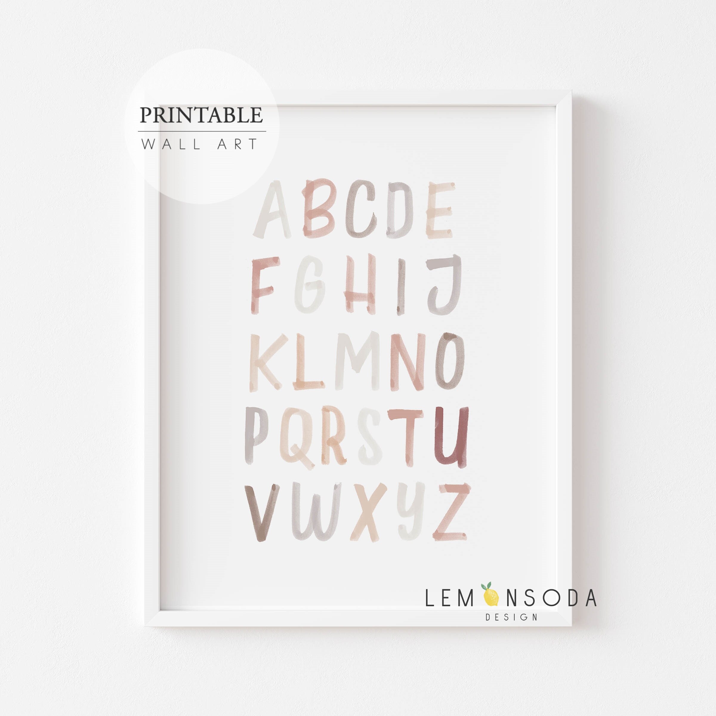 Set of 6 Neutral Alphabet Prints Neutral Watercolor - Etsy