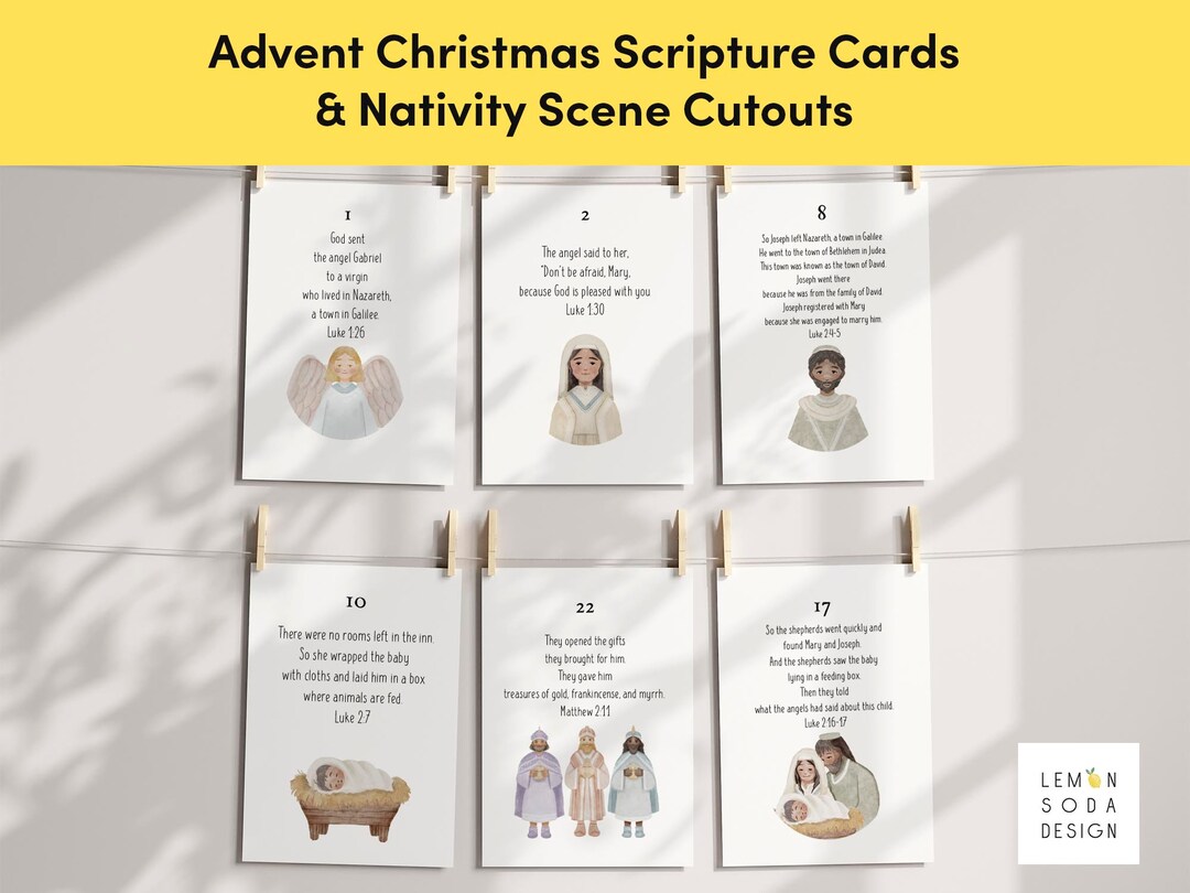 Advent Nativity Christmas Scripture Cards Calendar Christmas Kids ...
