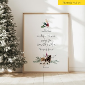 Isiah 9:6, He Shall Be Called, Printable Christmas Wall Art, Christian ...